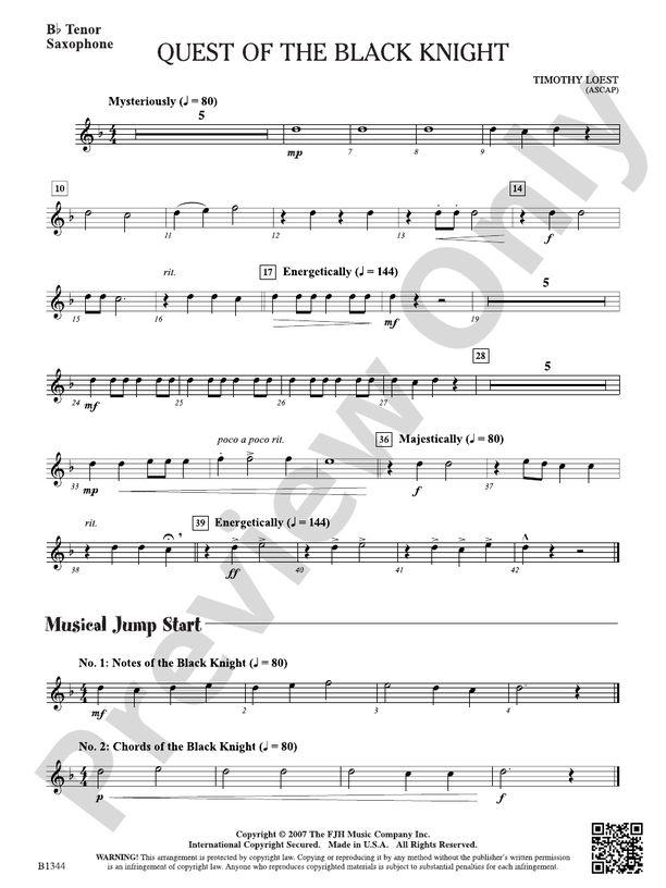 Quest of the Black Knight: B-flat Tenor Saxophone: B-flat Tenor ...