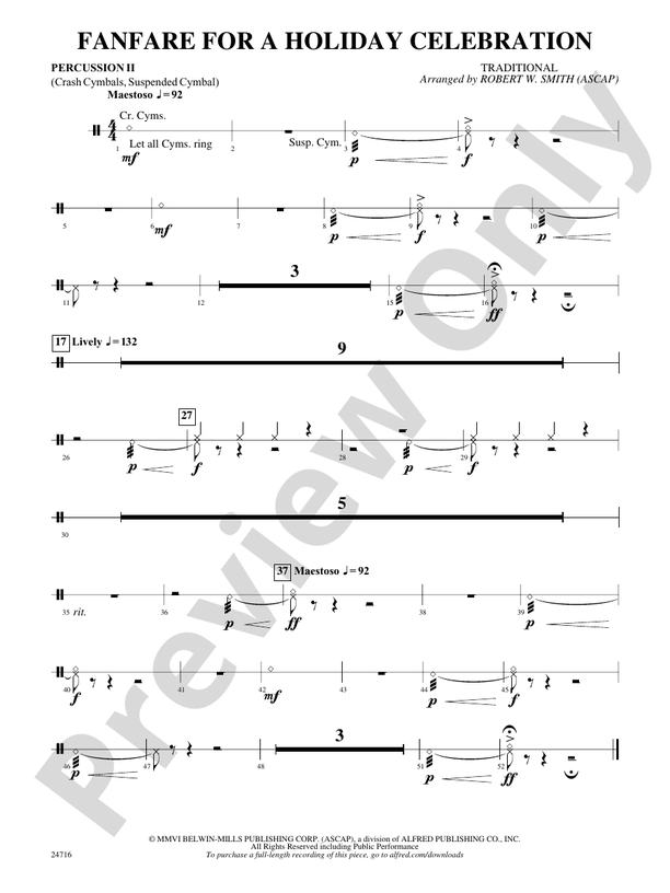 Fanfare for a Holiday Celebration: 2nd Percussion: 2nd Percussion Part - Digital Sheet Music ...