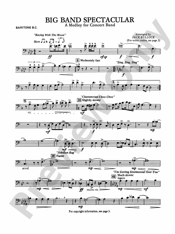 Big Band Spectacular: Baritone B.C.: Baritone B.C. Part - Digital Sheet ...