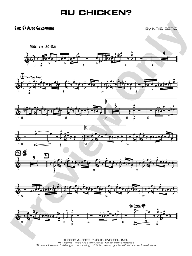 R U Chicken?: 2nd E-flat Alto Saxophone: 2nd E-flat Alto Saxophone Part ...
