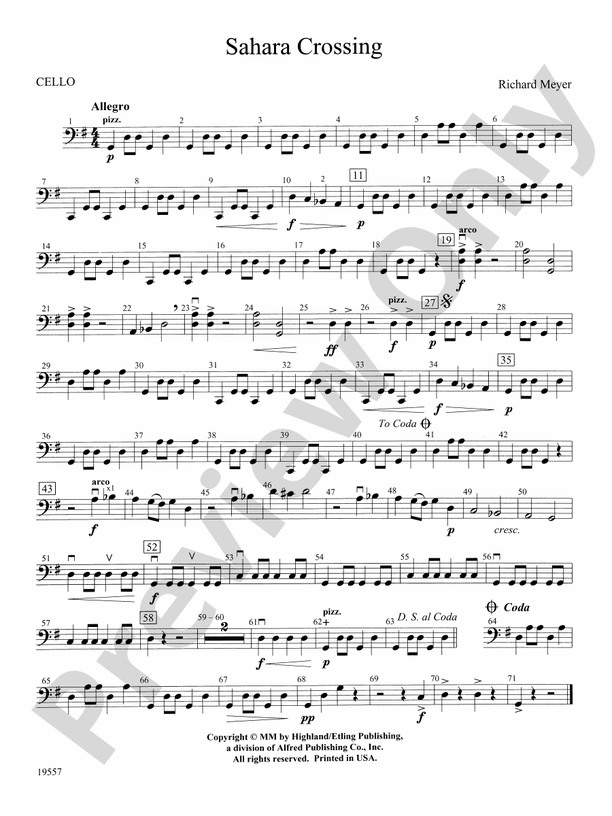 Sahara Crossing: Cello: Cello Part - Digital Sheet Music Download
