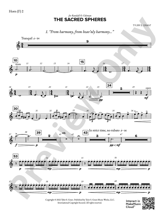 The Sacred Spheres: 2nd F Horn: 2nd F Horn Part - Digital Sheet Music Download