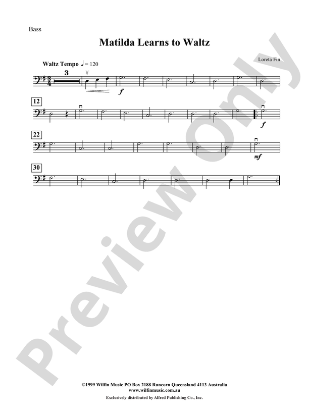 Matilda Learns to Waltz: String Bass: String Bass Part - Digital Sheet ...