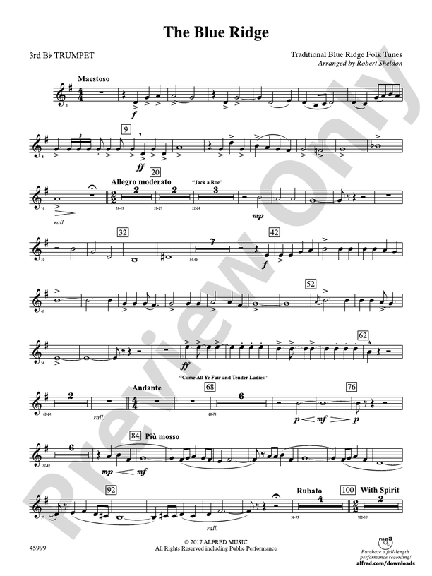 The Blue Ridge: 3rd B-flat Trumpet: 3rd B-flat Trumpet Part - Digital ...