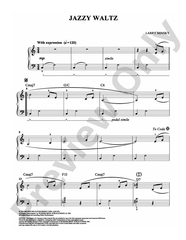 Jazzy Waltz: Easy Piano: Larry Minsky - Digital Sheet Music Download