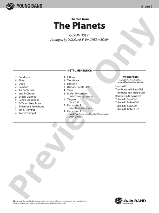 The Planets: Score: Concert Band Score - Digital Sheet Music Download