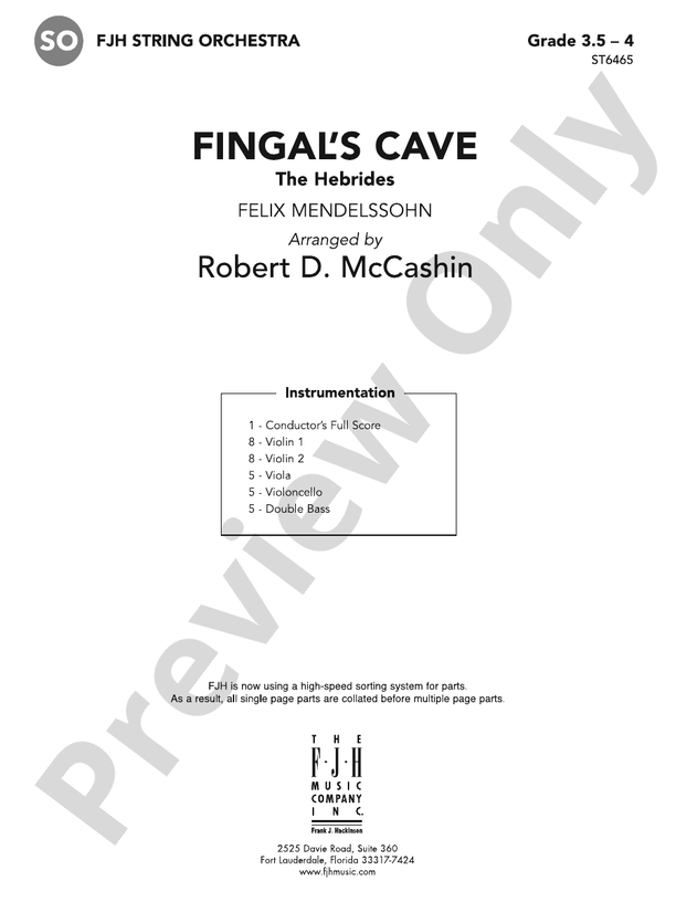 Fingal's Cave: Score: String Orchestra Score: Felix Mendelssohn ...