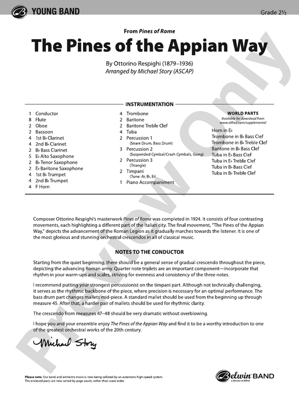 The Pines of the Appian Way: Score: Concert Band Score - Digital Sheet Music Download