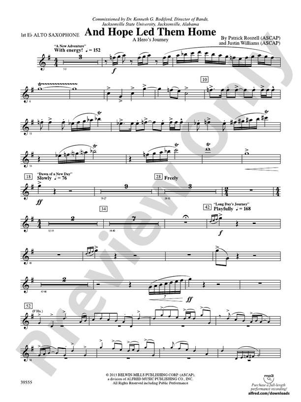 And Hope Led Them Home: E-flat Alto Saxophone: E-flat Alto Saxophone ...