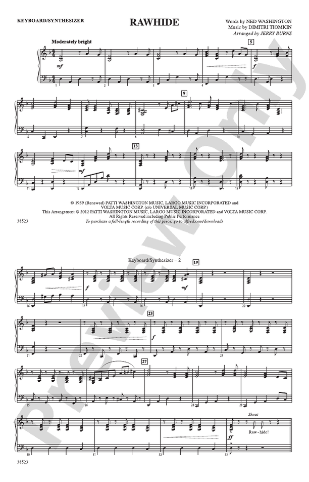 Rawhide: Keyboard/Synthesizer: Keyboard/Synthesizer Part - Digital ...