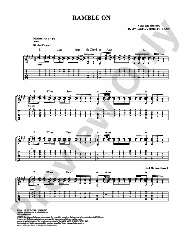 Ramble On: Guitar TAB: Led Zeppelin - Digital Sheet Music Download