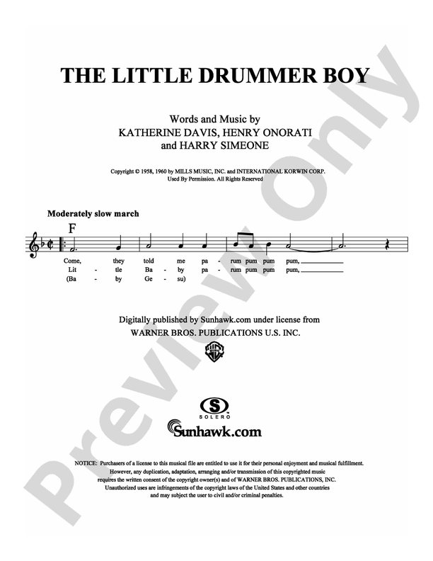 The Little Drummer Boy: Lead Sheet: Henry Onorati - Digital Sheet Music ...