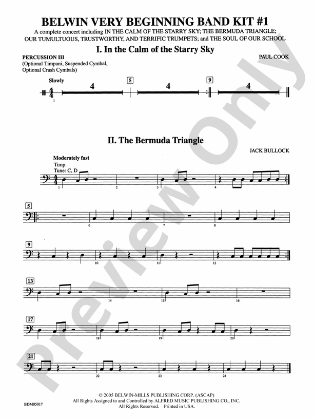 Belwin Very Beginning Band Kit #1: 3rd Percussion: 3rd Percussion Part ...