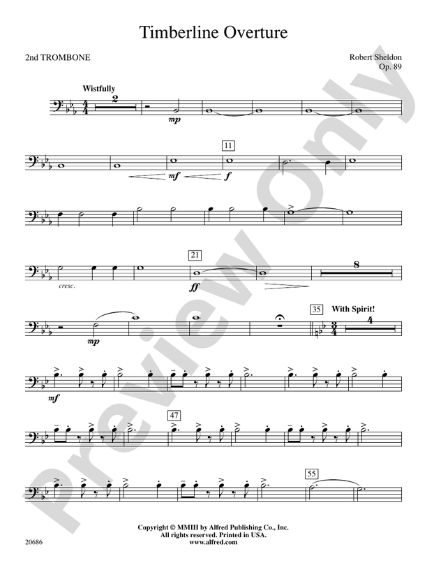 Timberline Overture: 2nd Trombone: 2nd Trombone Part - Digital Sheet Music Download