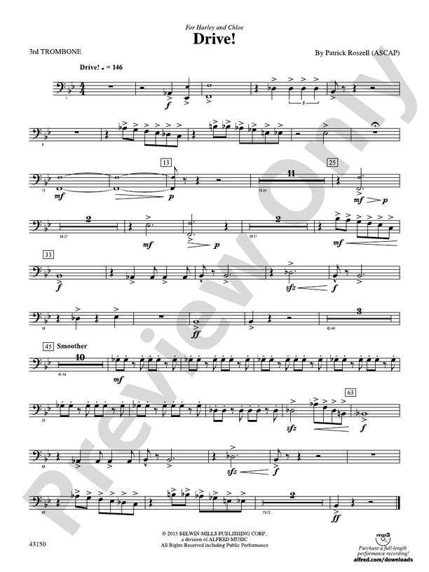 Drive!: 3rd Trombone: 3rd Trombone Part - Digital Sheet Music Download