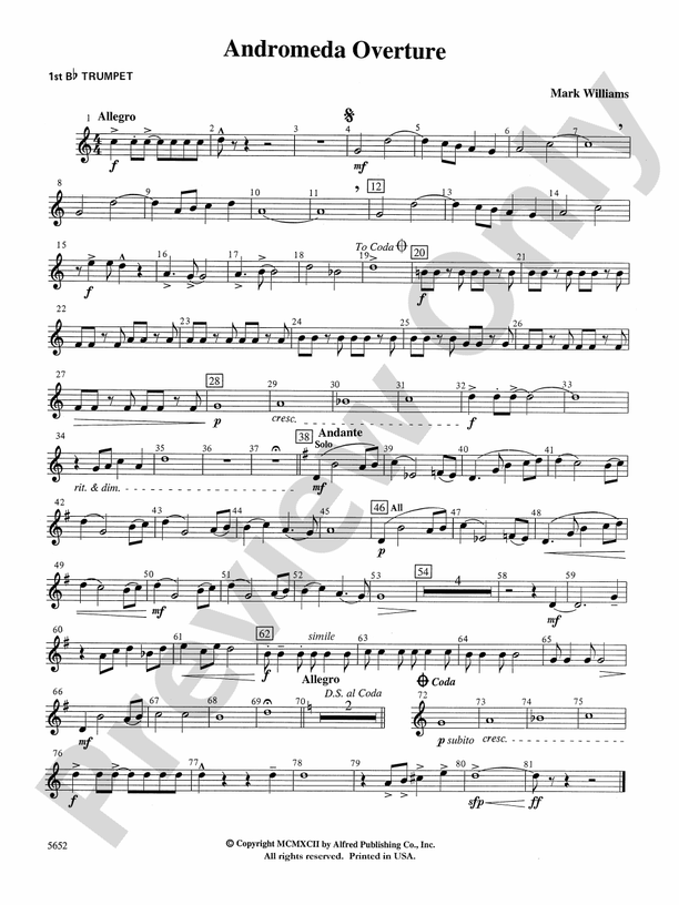 Andromeda Overture: 1st B-flat Trumpet: 1st B-flat Trumpet Part - Digital Sheet Music Download