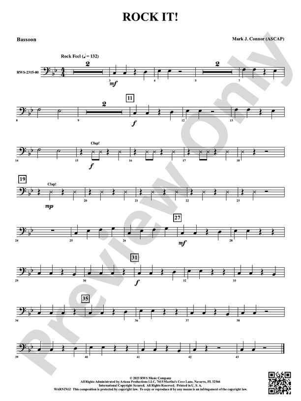 Rock It!: Bassoon: Bassoon Part: Mark J. Connor - Digital Sheet Music ...