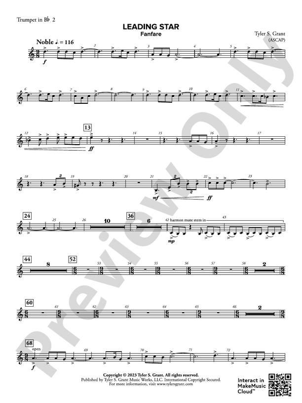 Leading Star Fanfare: 2nd B-flat Trumpet: 2nd B-flat Trumpet Part - Digital Sheet Music Download