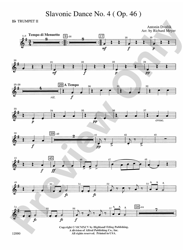 Slavonic Dance No. 4 (Op. 46): 2nd B-flat Trumpet: 2nd B-flat Trumpet Part - Digital Sheet Music ...