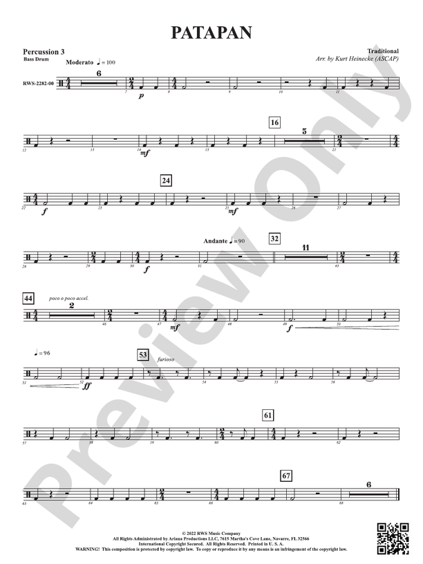 Patapan: 3rd Percussion: 3rd Percussion Part - Digital Sheet Music Download