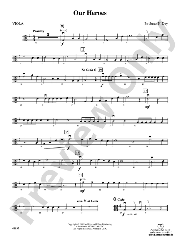 Our Heroes: Viola: Viola Part - Digital Sheet Music Download