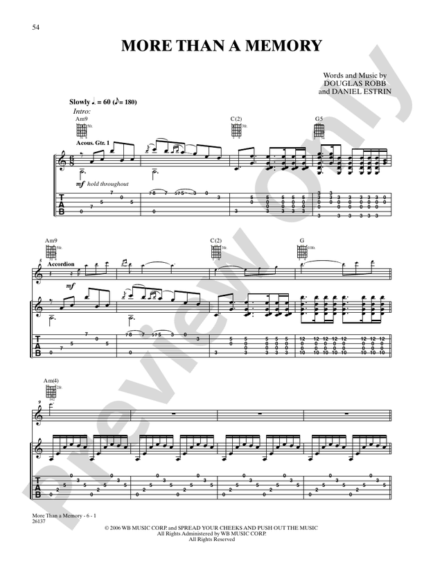 More Than A Memory: Guitar: Hoobastank - Digital Sheet Music Download