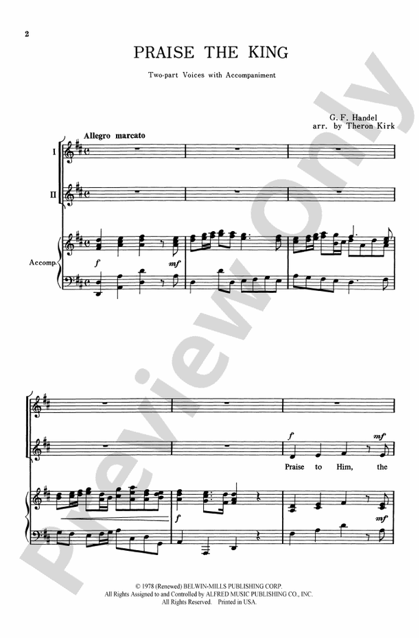 Praise the King: 2-Part + Choral Octavo: George Frideric Handel ...
