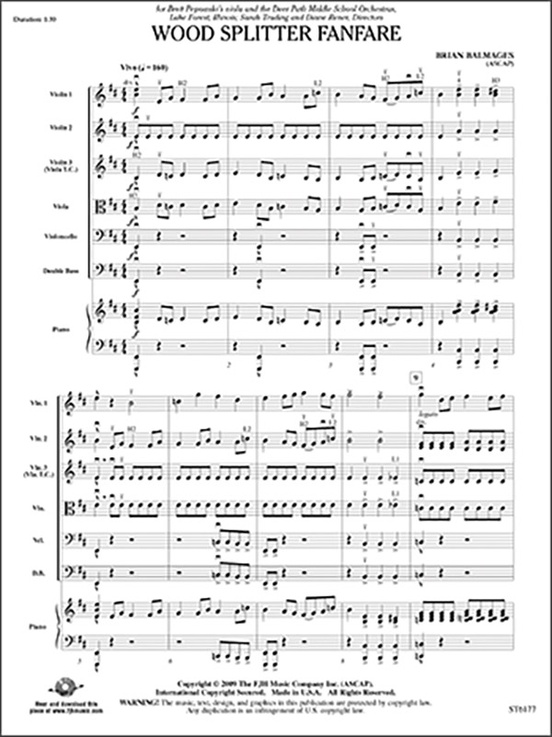 Wood Splitter Fanfare: String Orchestra Conductor Score: Brian Balmages ...