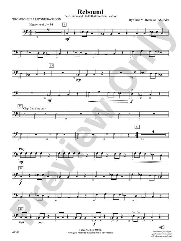 Rebound: 1st Trombone: 1st Trombone Part - Digital Sheet Music Download