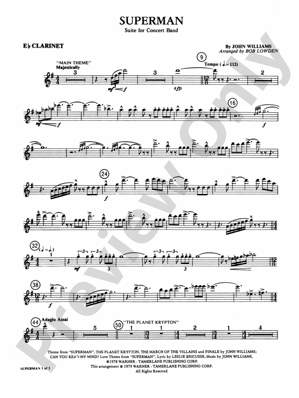 Superman: E-flat Soprano Clarinet: E-flat Soprano Clarinet Part ...