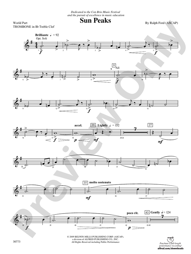 Sun Peaks Wp 1st B Flat Trombone T C Wp 1st B Flat Trombone T C