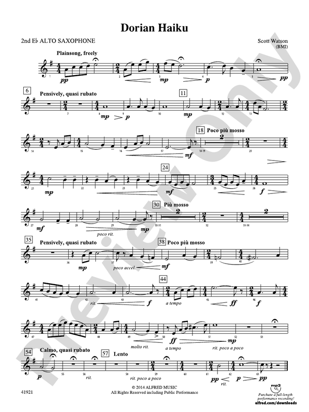 Dorian Haiku: 2nd E-flat Alto Saxophone: 2nd E-flat Alto Saxophone Part - Digital Sheet Music ...