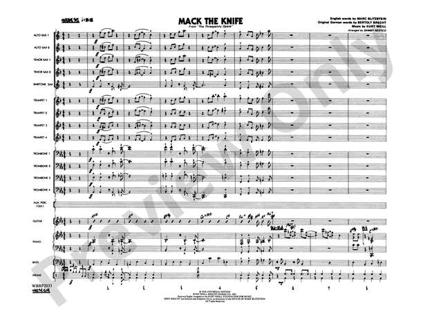 Mack the Knife (from The Threepenny Opera): Score: Jazz Ensemble Score ...