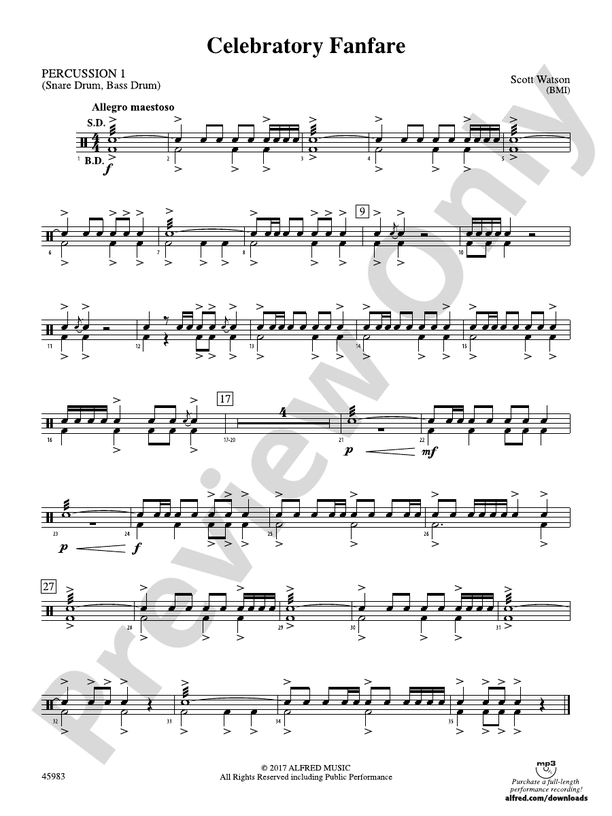 Celebratory Fanfare: 1st Percussion: 1st Percussion Part - Digital ...