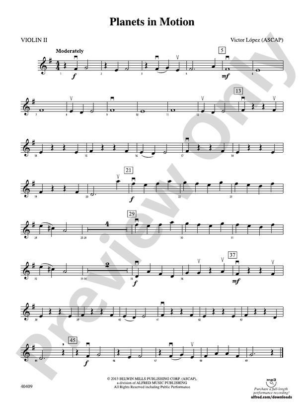Planets in Motion: 2nd Violin: 2nd Violin Part - Digital Sheet Music ...