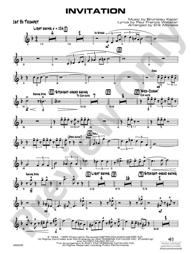 Invitation: 1st B-flat Trumpet: 1st B-flat Trumpet Part - Digital Sheet ...