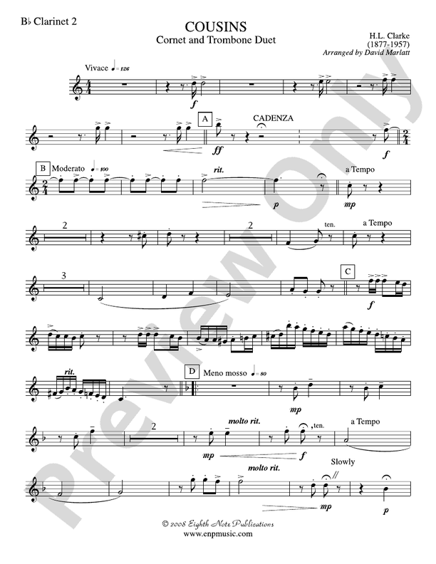 Cousins (Cornet and Trombone Duet and Concert Band): 2nd B-flat ...