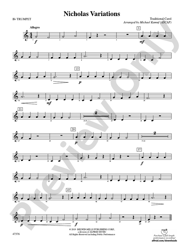 Nicholas Variations: 1st B-flat Trumpet: 1st B-flat Trumpet Part ...