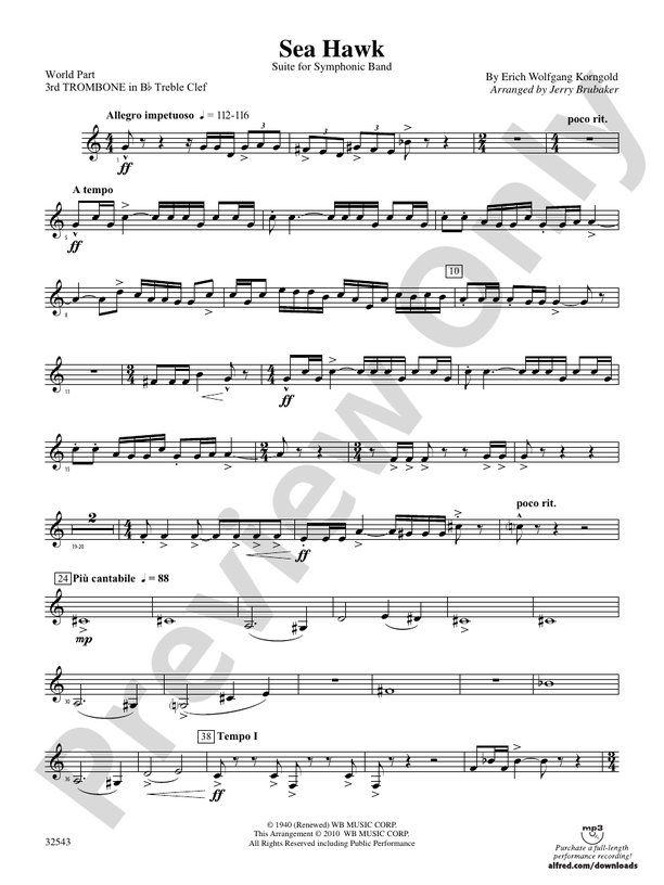 Sea Hawk: (wp) 3rd B-flat Trombone T.C.: (wp) 3rd B-flat Trombone T.C ...