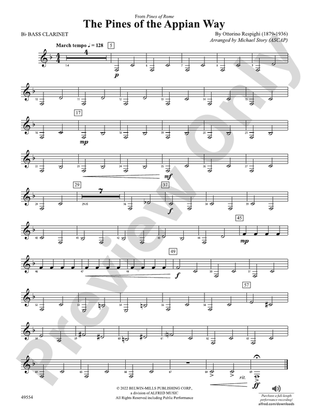 The Pines of the Appian Way: B-flat Bass Clarinet: B-flat Bass Clarinet Part - Digital Sheet ...