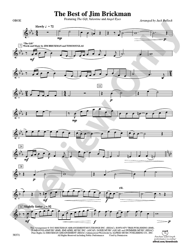 The Best of Jim Brickman: Oboe: Oboe Part - Digital Sheet Music Download