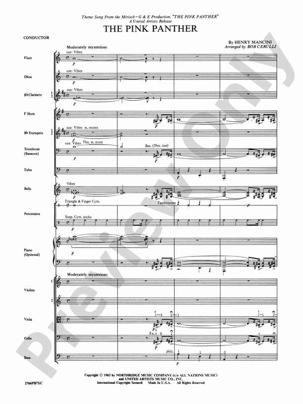 The Pink Panther: Score: Full Orchestra Score - Digital Sheet Music ...