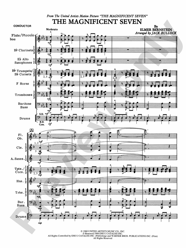 The Magnificent Seven: Score: Concert Band Score - Digital Sheet Music ...