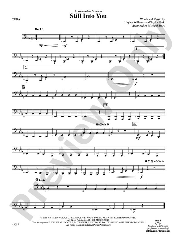 Still Into You: Tuba: Tuba Part - Digital Sheet Music Download