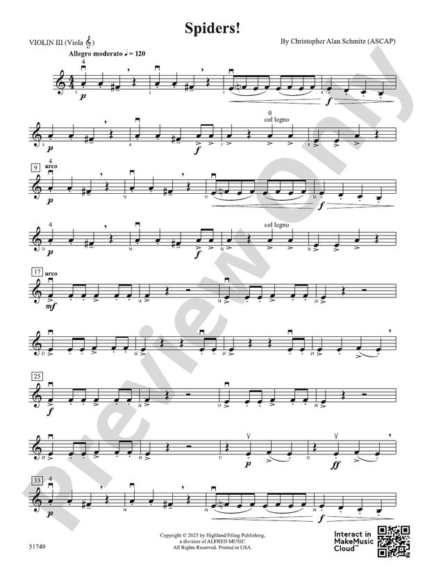 Spiders!: 3rd Violin (Viola [TC]): 3rd Violin (Viola [TC]) Part ...