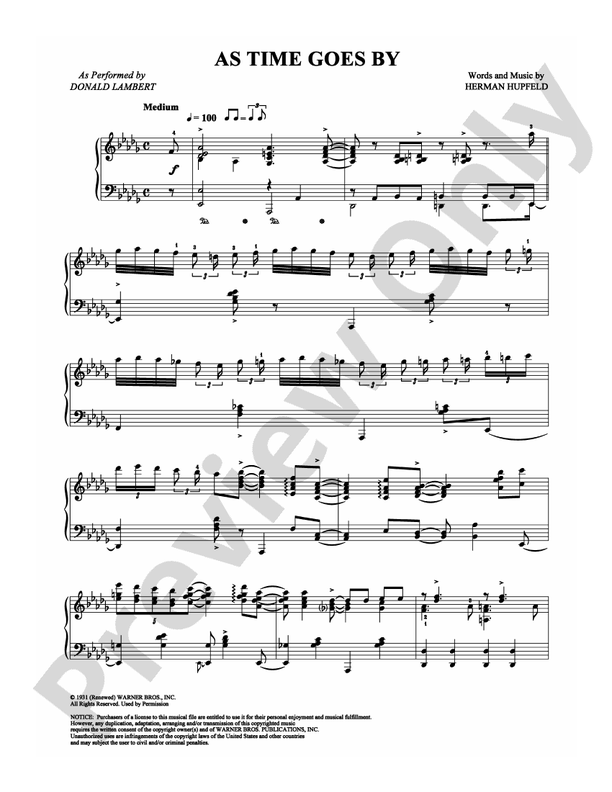 As Time Goes By: Piano: Herman Hupfeld - Digital Sheet Music Download
