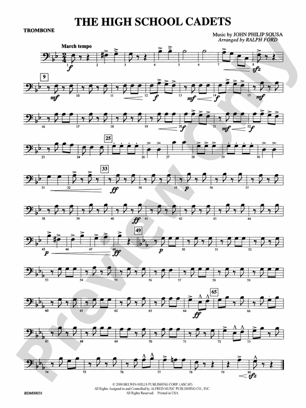 The High School Cadets: 1st Trombone: 1st Trombone Part - Digital Sheet ...