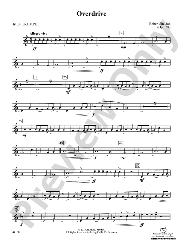 Overdrive: 1st B-flat Trumpet: 1st B-flat Trumpet Part - Digital Sheet ...