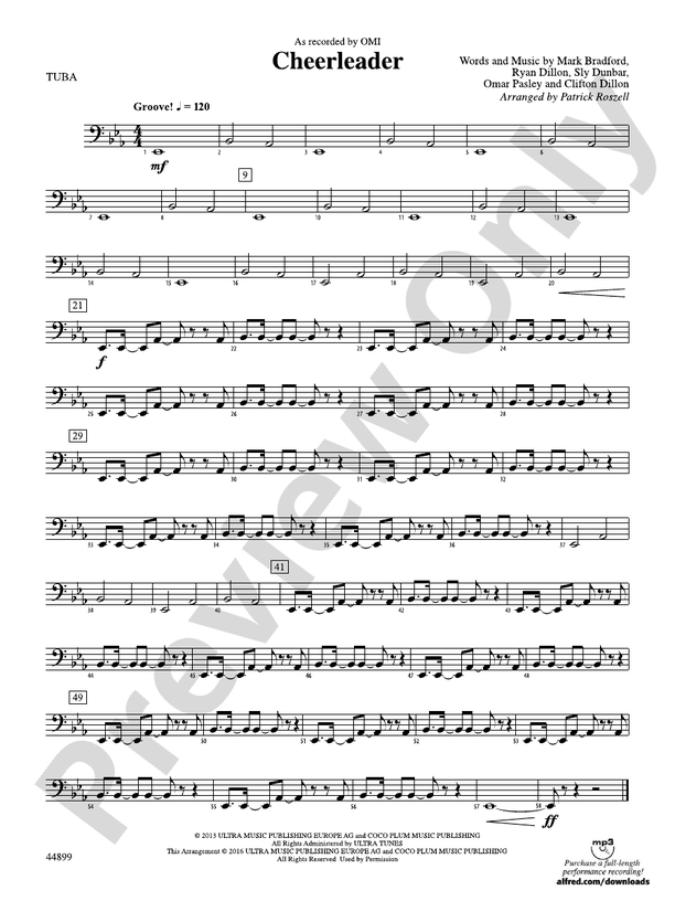 Cheerleader: Tuba: Tuba Part - Digital Sheet Music Download