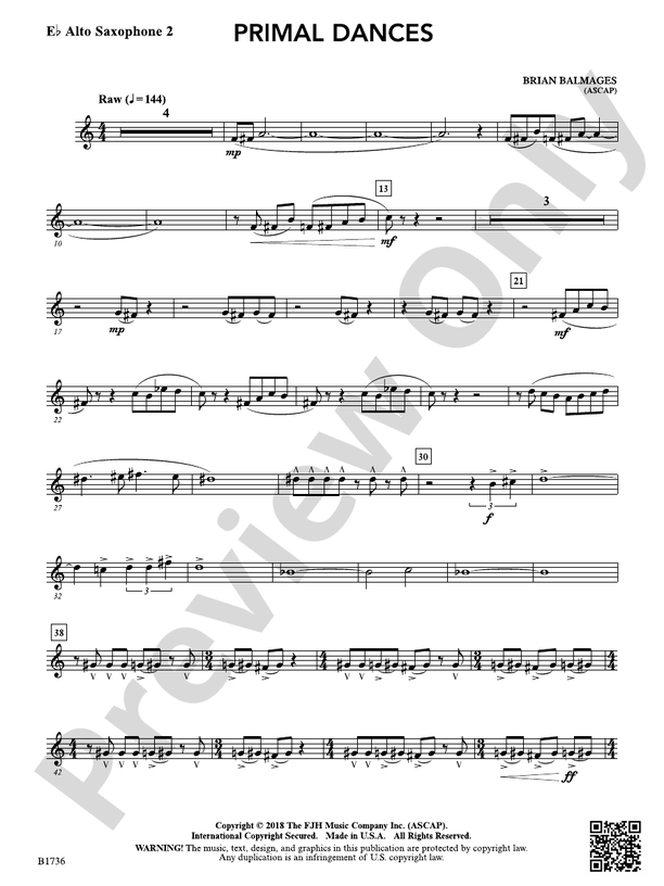 Primal Dances: E-flat Alto Saxophone 2: E-flat Alto Saxophone 2 Part: Brian Balmages - Digital ...